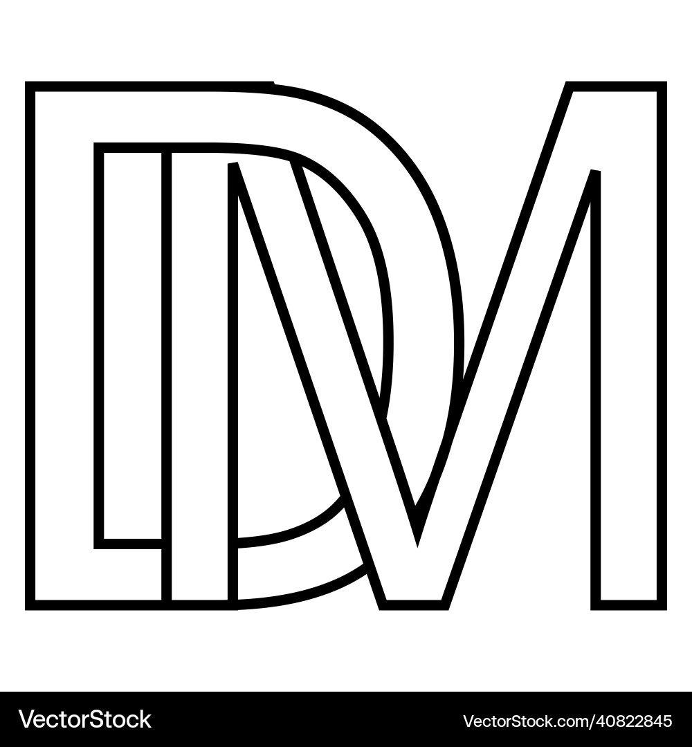 Logo sign dm md icon interlaced letters d Vector Image