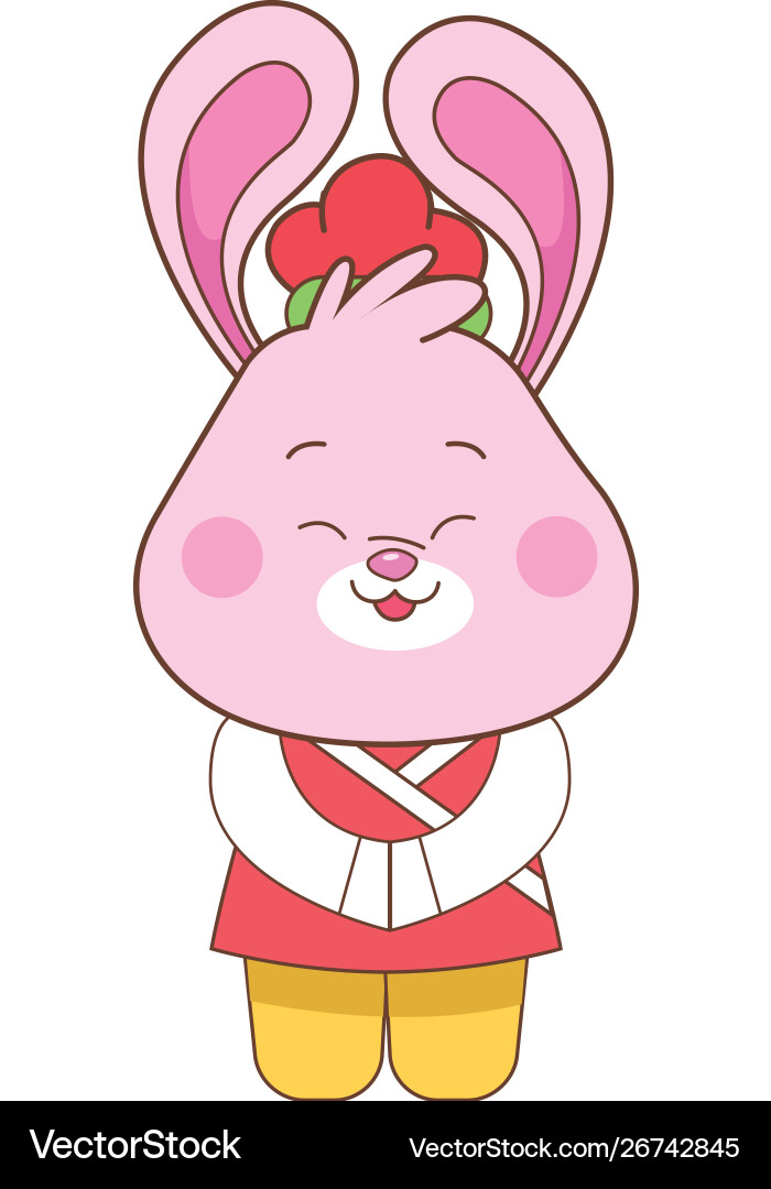 Mid autumn cute rabbit cartoon Royalty Free Vector Image