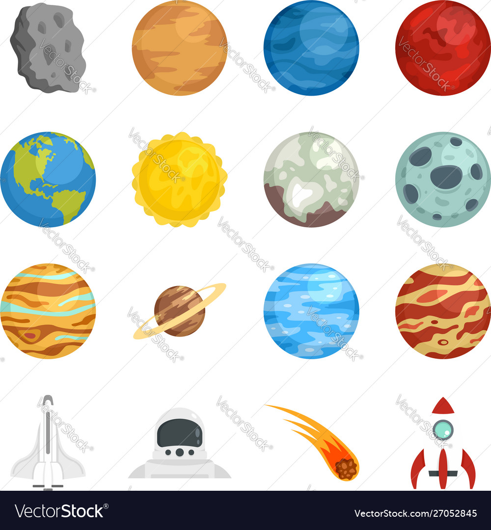 Planets icon set flat style Royalty Free Vector Image
