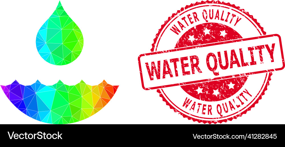 Round grunge water quality badge Royalty Free Vector Image