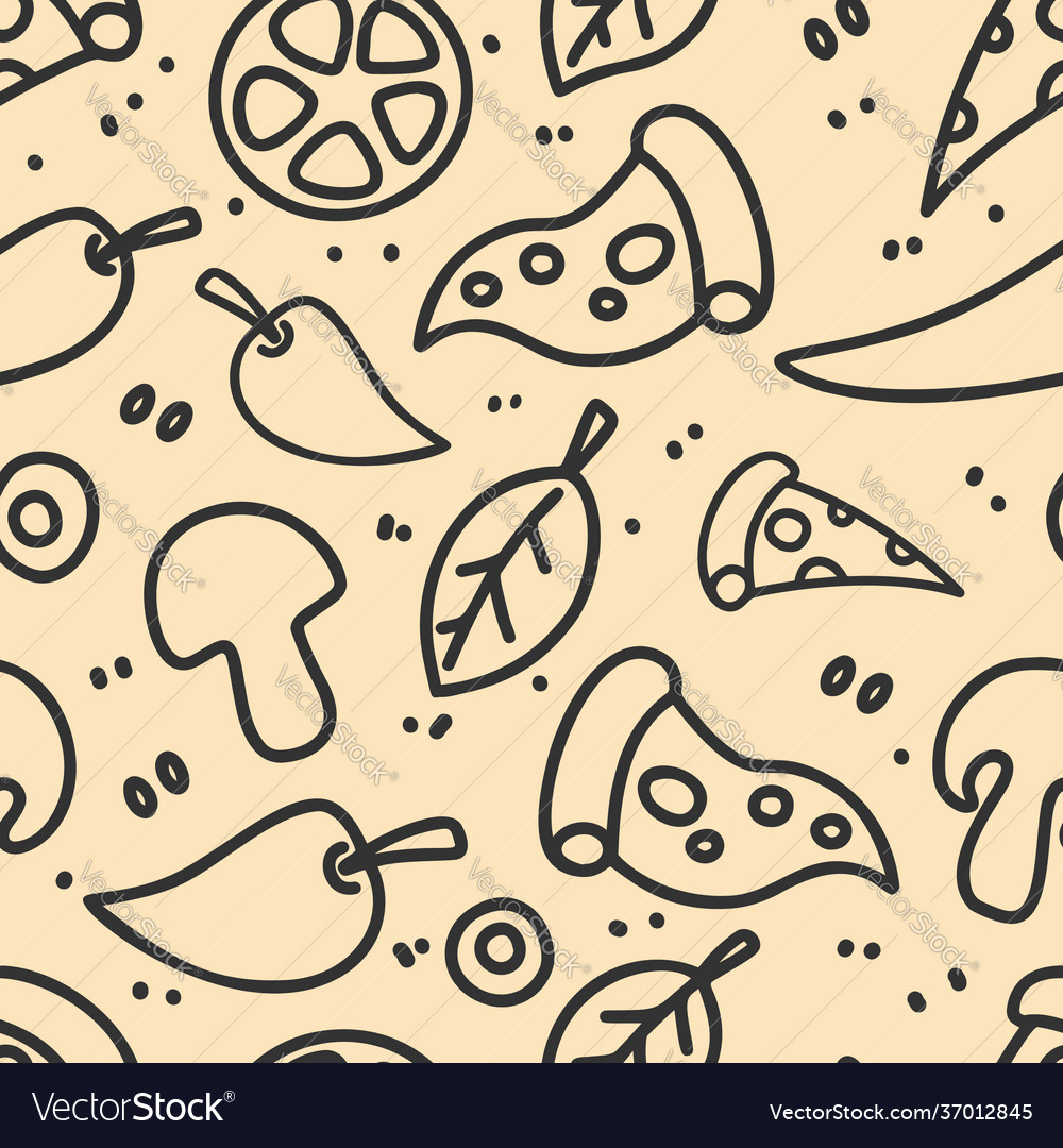 Seamless pattern with pizza design elements Vector Image