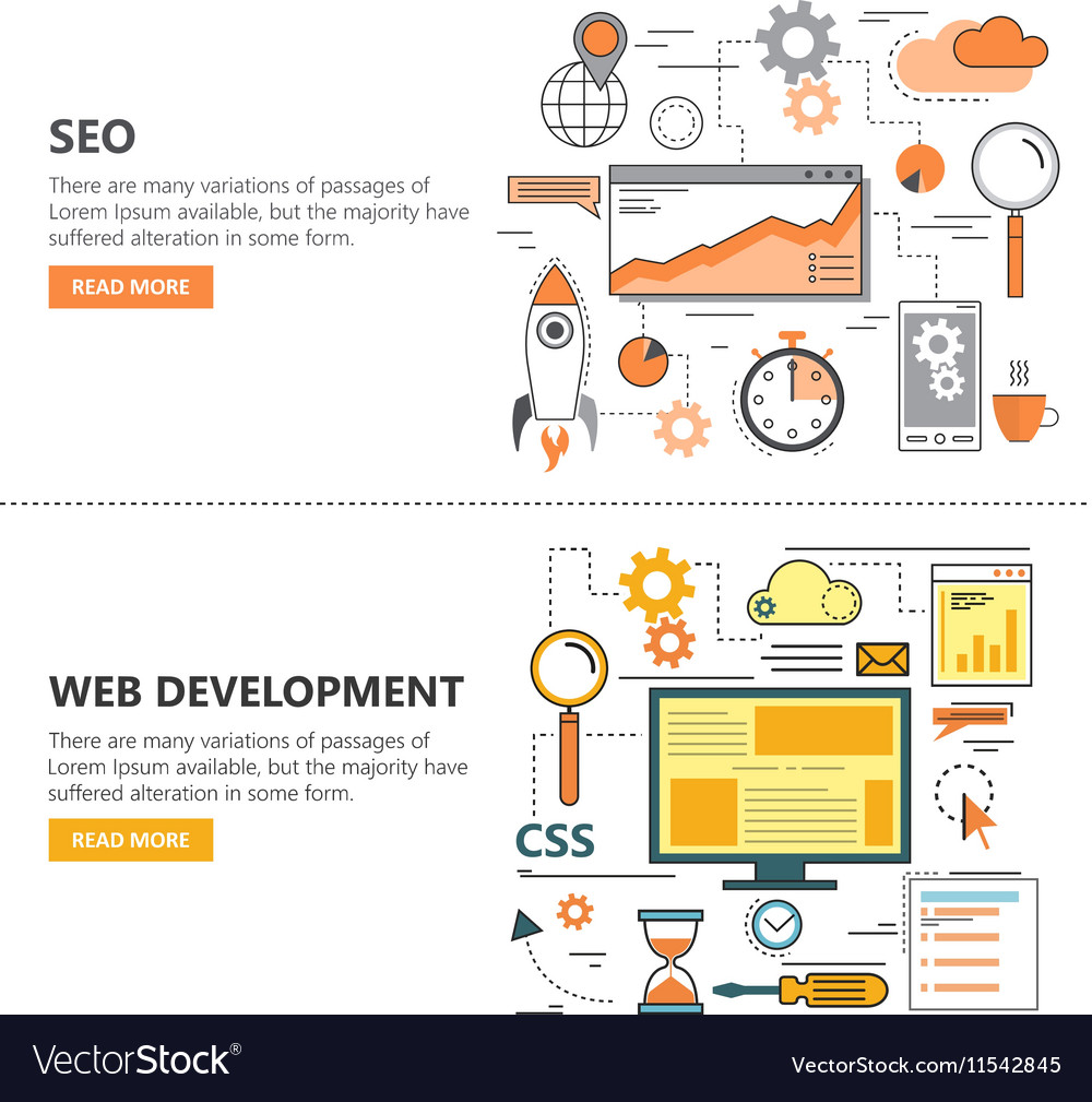 Search Engine Optimization and Web development Vector Image