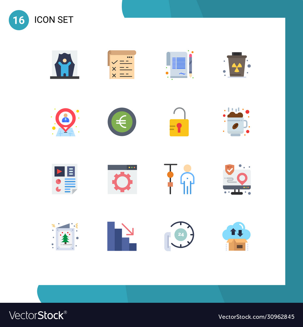 Set 16 modern ui icons symbols signs for Vector Image
