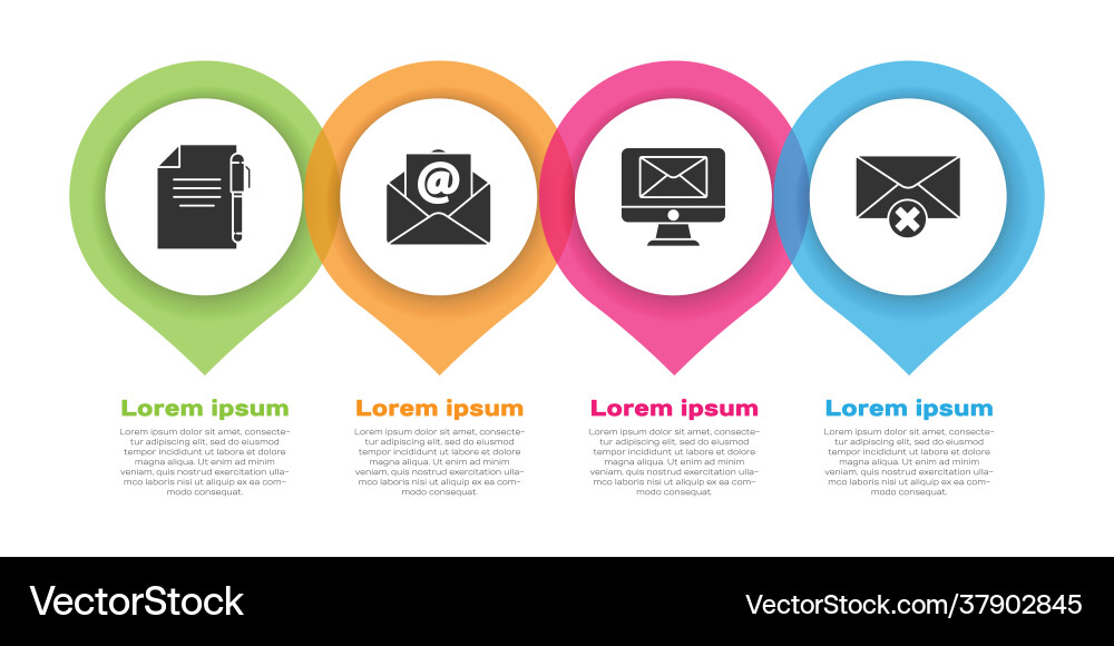 Set document and pen mail and e-mail monitor Vector Image
