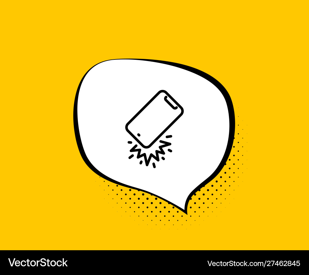 Smartphone falling line icon phone crash sign Vector Image