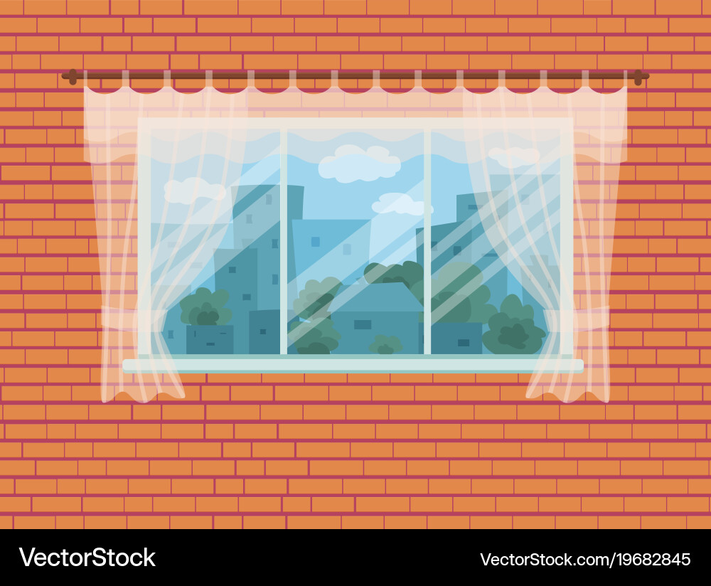 Window with city landscape and trees view outside Vector Image