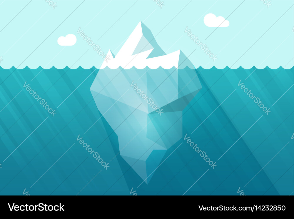 Big iceberg floating on water waves Royalty Free Vector