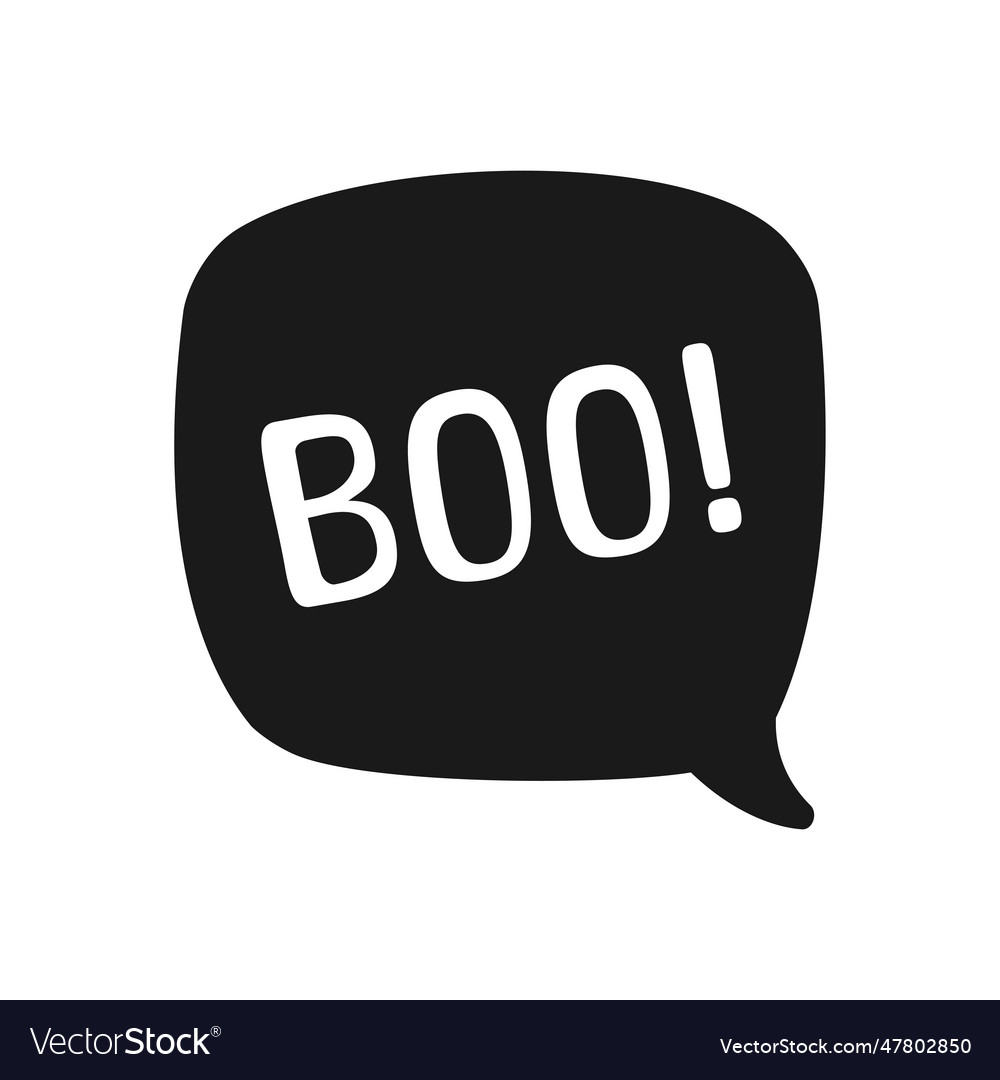 Boo text in speech bubble silhouette design Vector Image