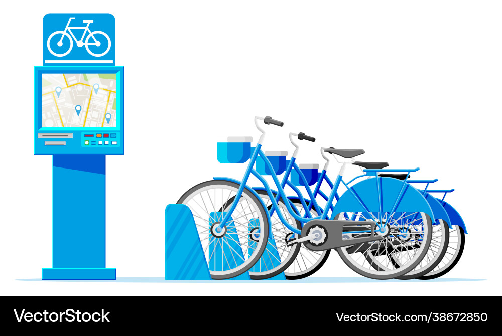 City bicycle sharing system isolated on white Vector Image