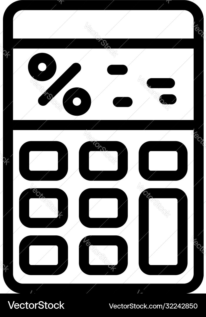 Finance calculator icon outline style Royalty Free Vector