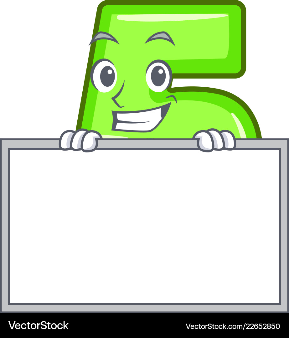 Grinning with board character number five at Vector Image