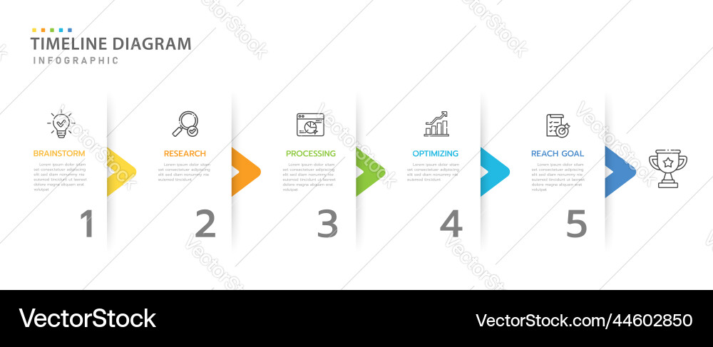 Infographic 5 steps timeline diagram with arrow Vector Image