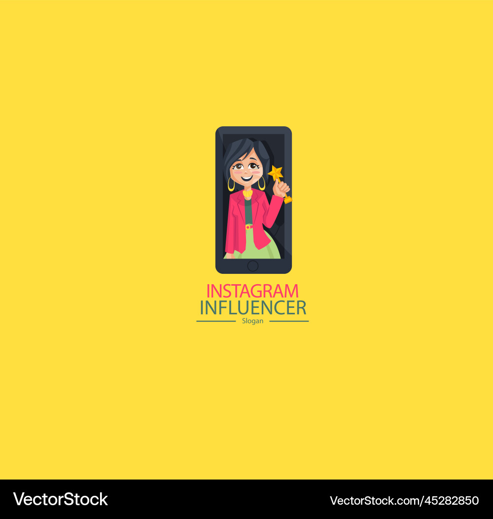 Instagram influencer mascot logo Royalty Free Vector Image