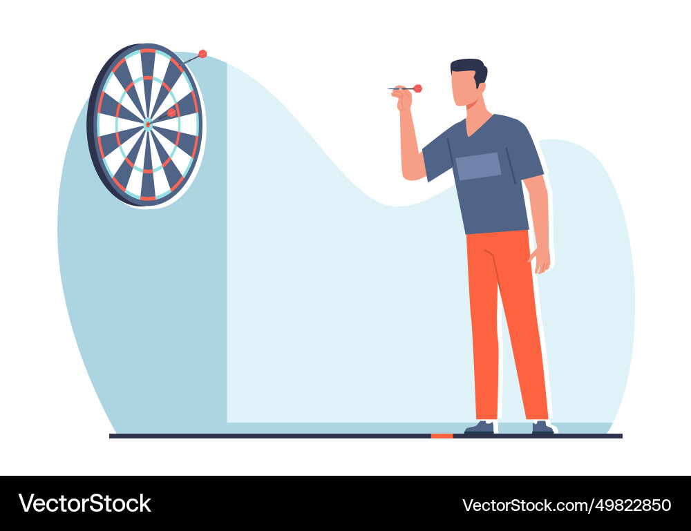 Man playing darts aim at target male Royalty Free Vector