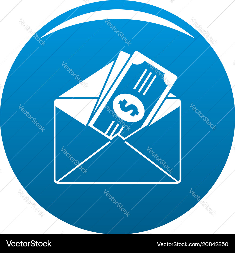 Money in envelope icon blue Royalty Free Vector Image
