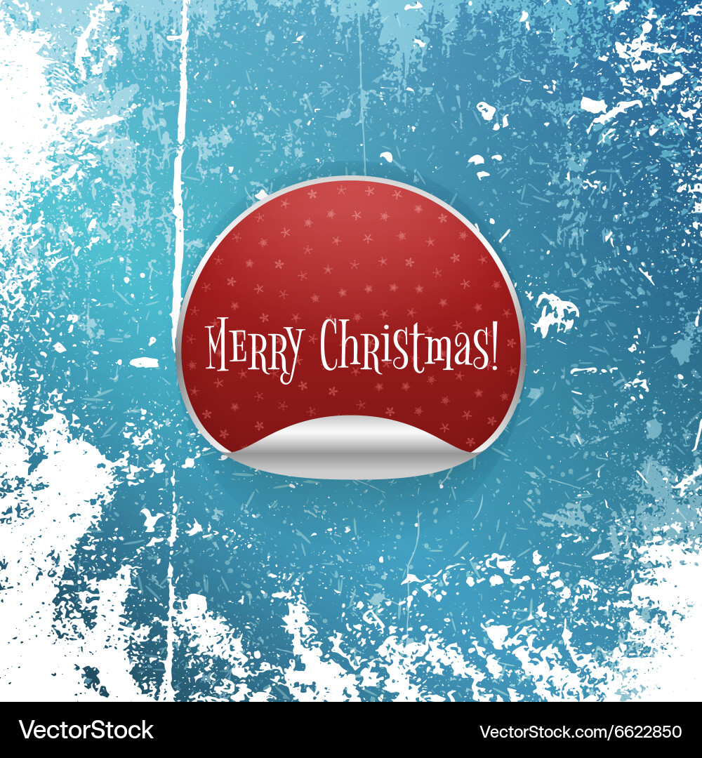 Realistic red circle sticker with snowflakes Vector Image