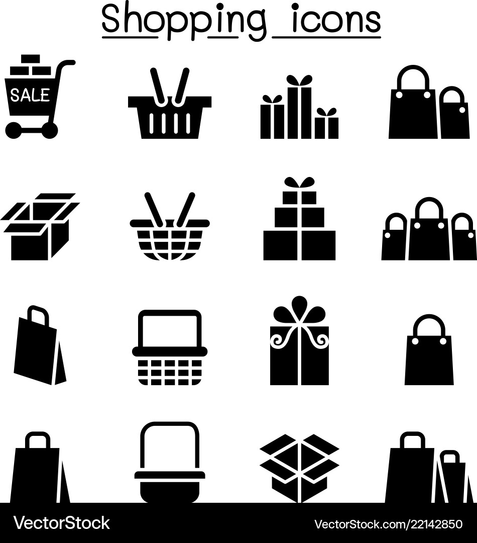 Shopping icon set Royalty Free Vector Image - VectorStock