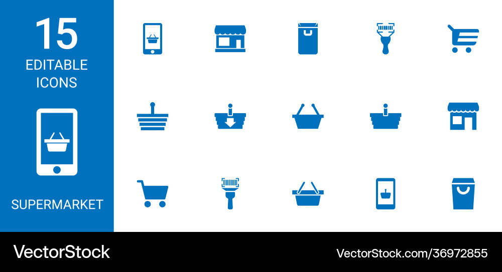 15 supermarket icons Royalty Free Vector Image