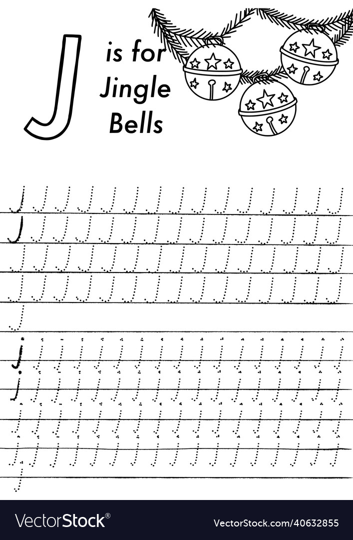 Christmas and new year preschool abc tracing Vector Image