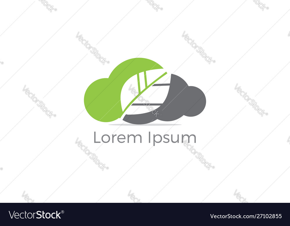 Cloud leaf logo design Royalty Free Vector Image
