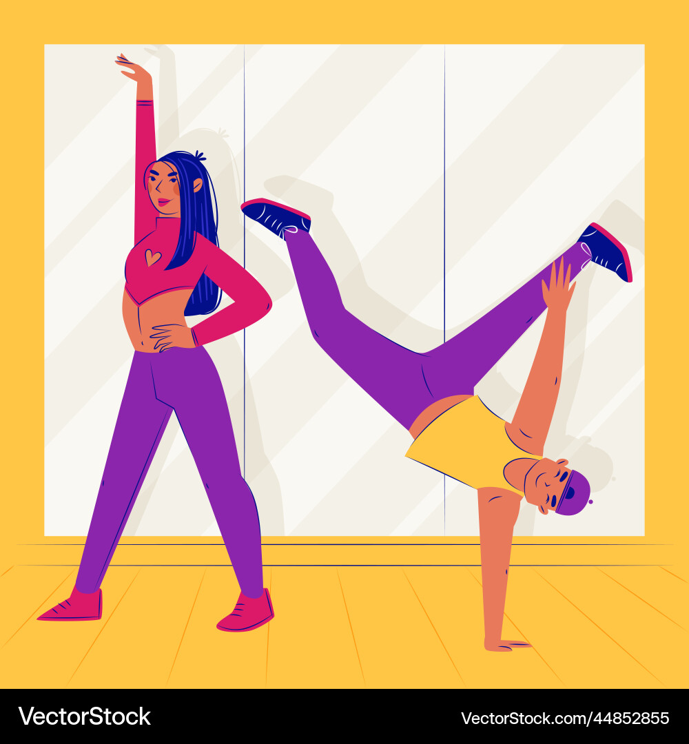 Flat design dance school Royalty Free Vector Image