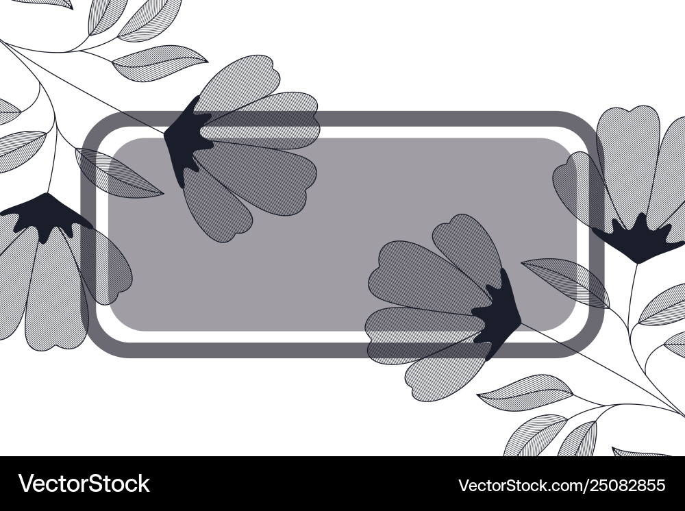 Flowers with leaves and rectangle isolated icon Vector Image