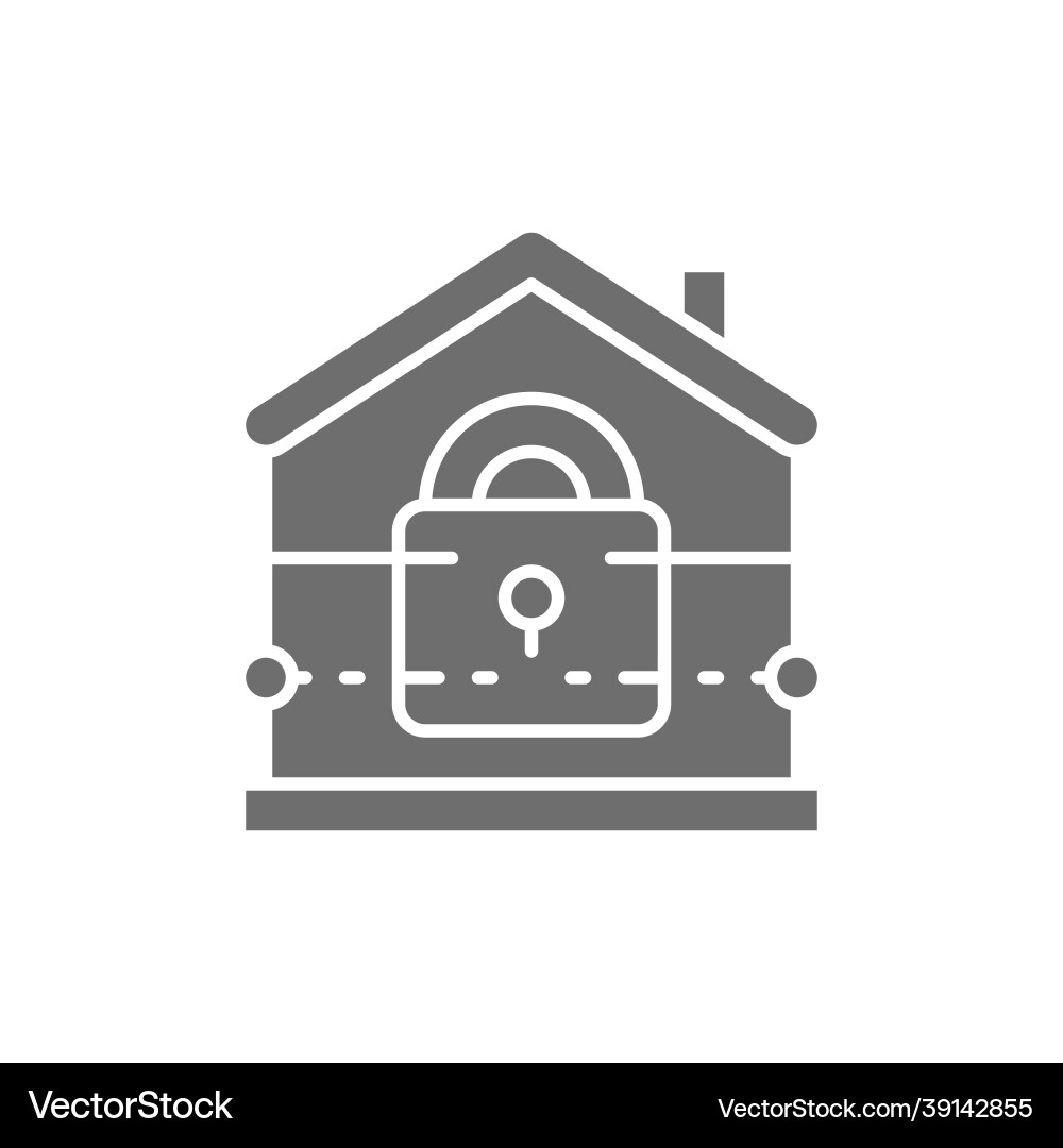 House with lock home security insurance grey Vector Image