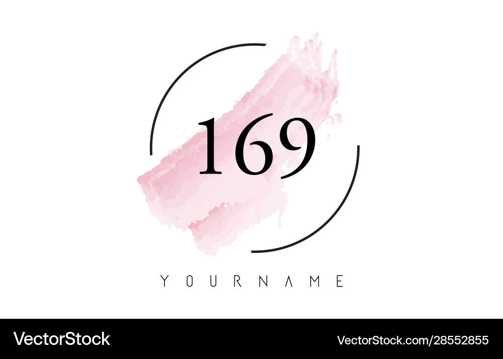 Number 169 watercolor stroke logo design Vector Image