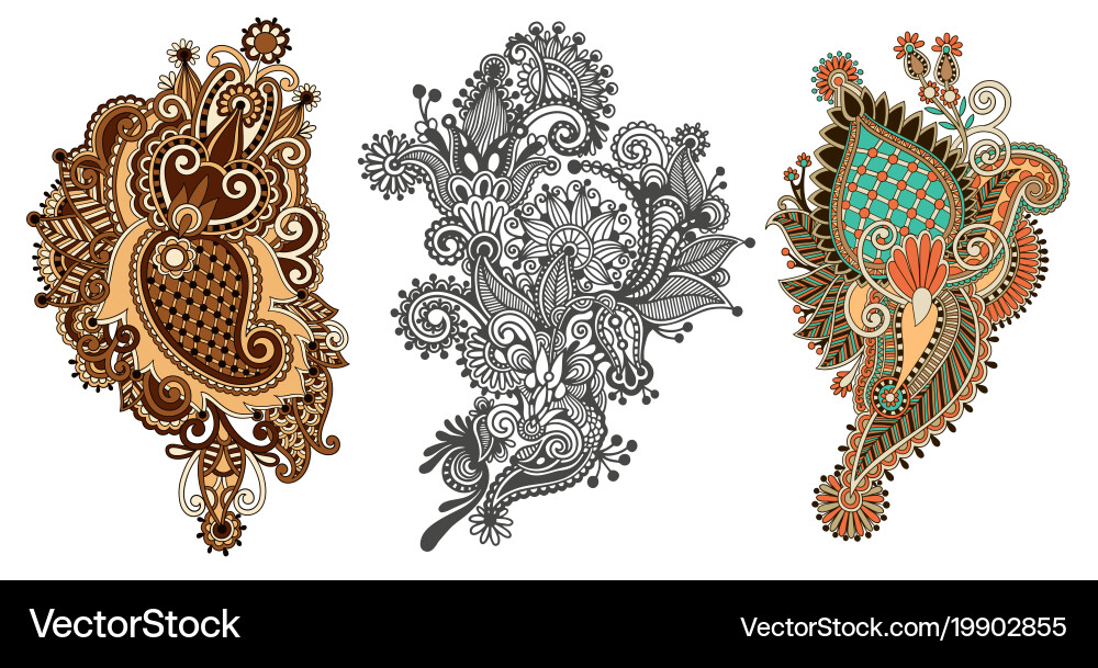 Paisley flower pattern in ethnic style indian Vector Image