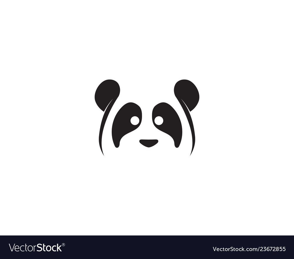 Panda logo black and white head Royalty Free Vector Image