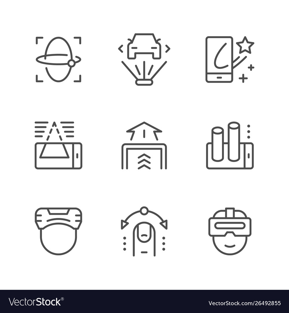 Set line icons augmented reality Royalty Free Vector Image