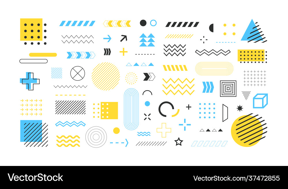 Set of geometric shapes abstract design elements Vector Image