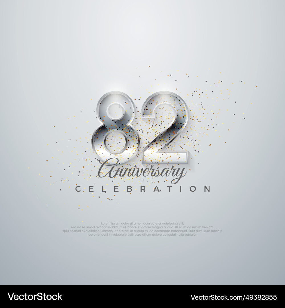Silver elegant number 82nd on a glossy white Vector Image