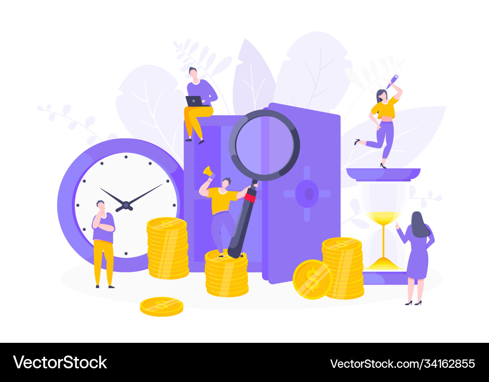 Time is money business concept saving Royalty Free Vector