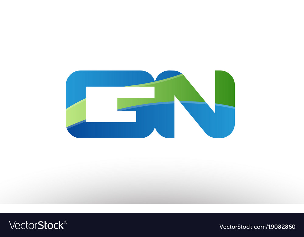 Blue green gn g n alphabet letter logo Royalty Free Vector