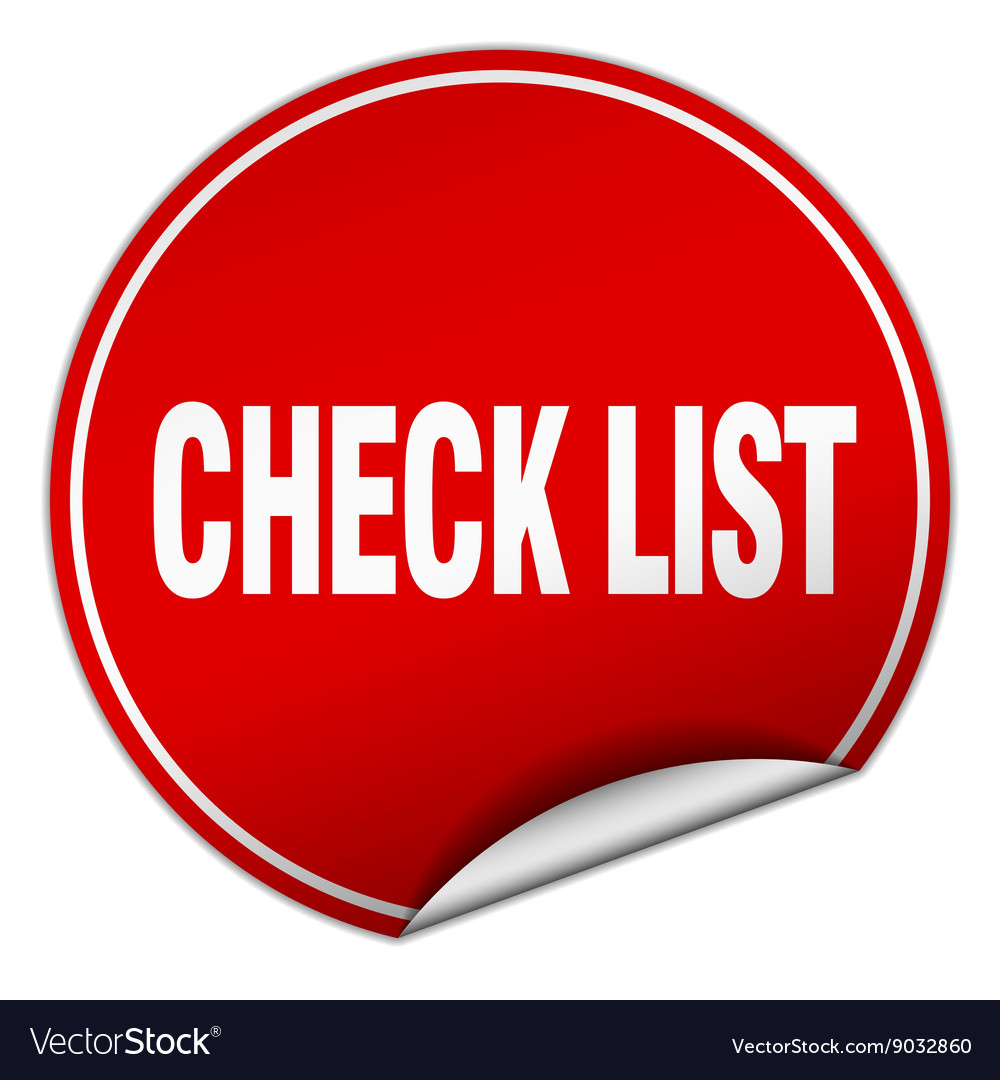 Check list round red sticker isolated on white Vector Image
