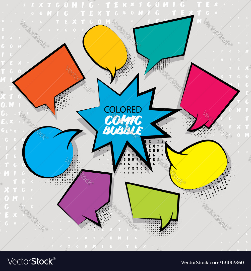 Comic set text empty cartoon colored cloud Vector Image