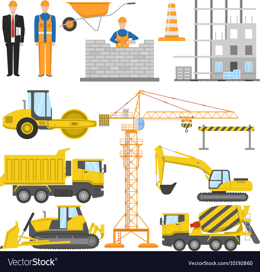 Construction flat elements set Royalty Free Vector Image