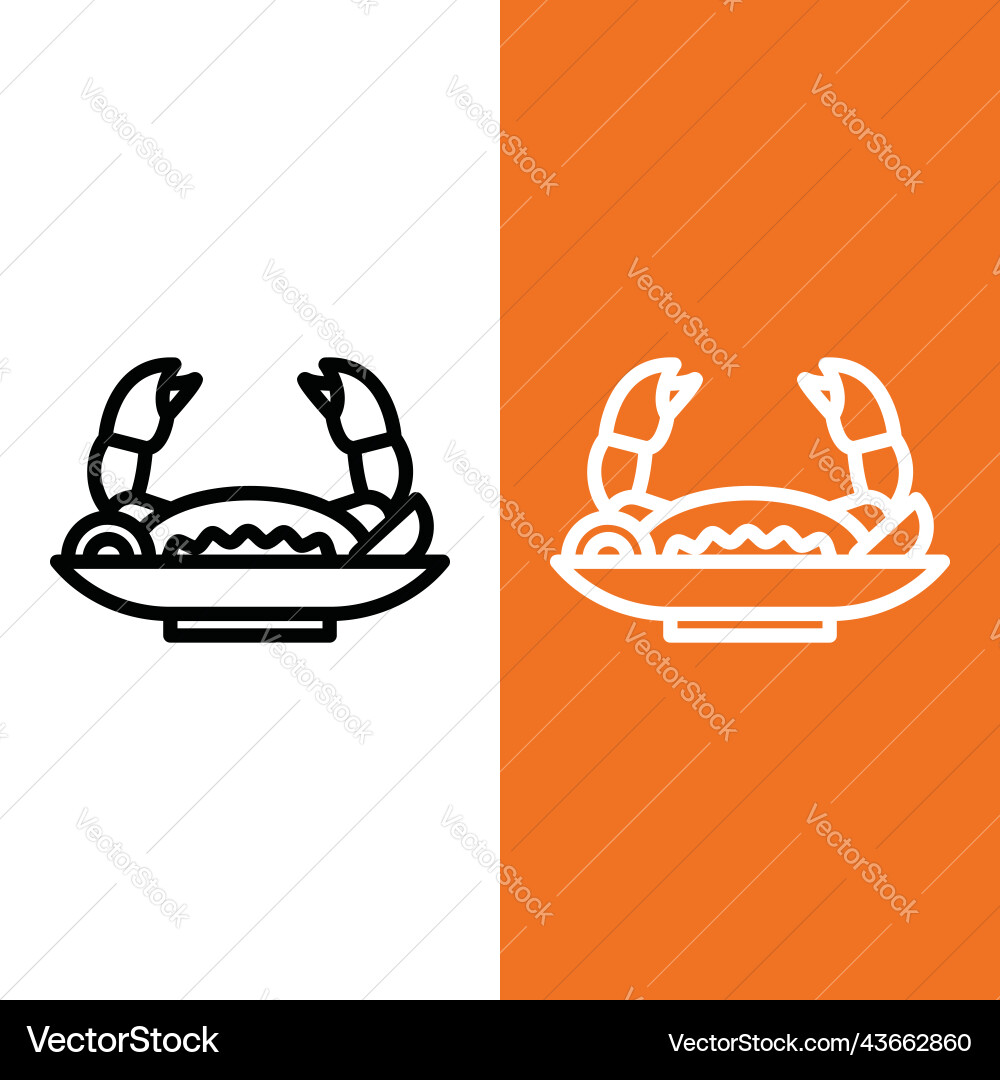 Crab icon logo in outline style Royalty Free Vector Image