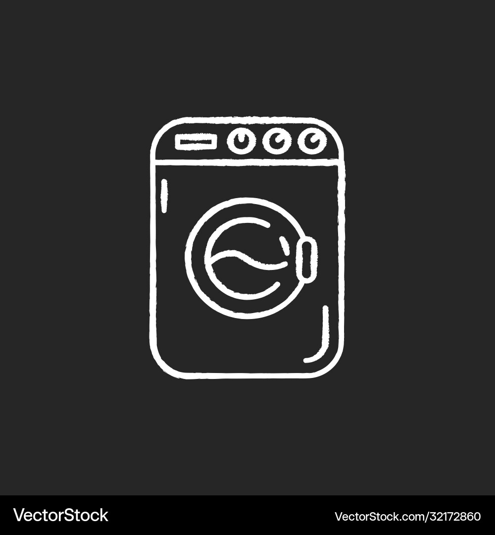 Laundromat chalk white icon on black background Vector Image