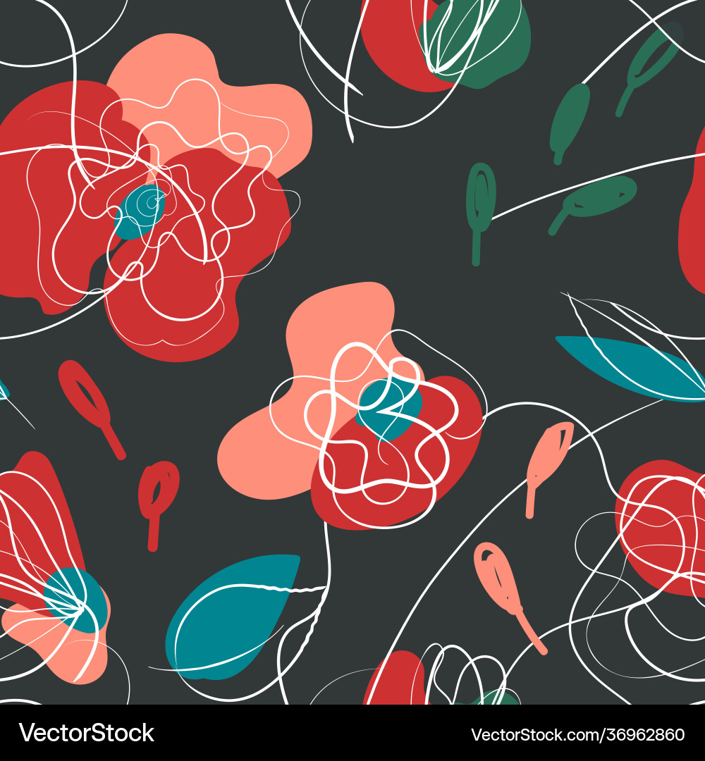 Poppy seamless pattern in a vintage style Vector Image
