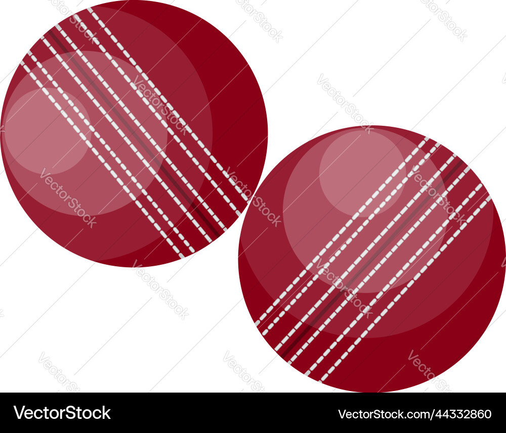 Red cricket balls on a white background Royalty Free Vector