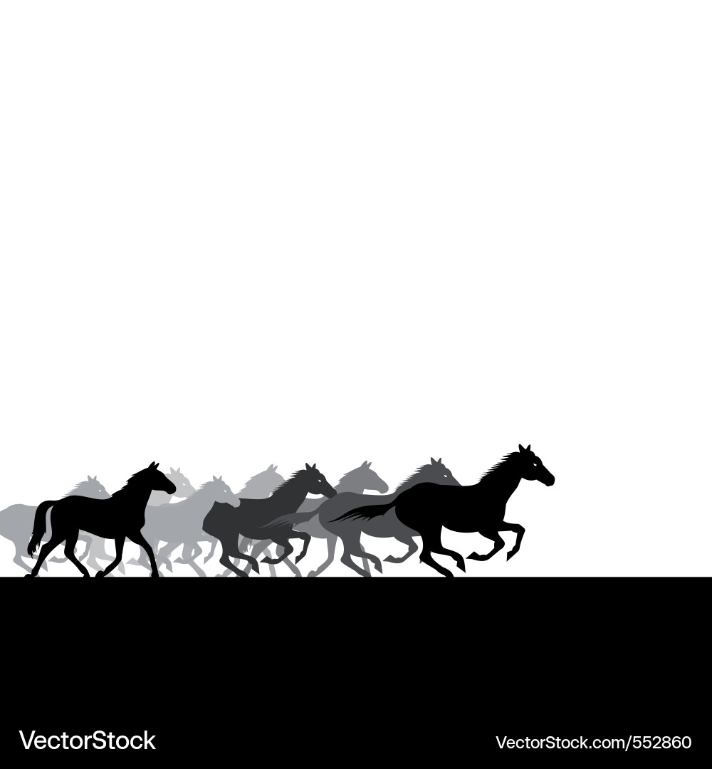 Run herd horses across field a il Royalty Free Vector Image