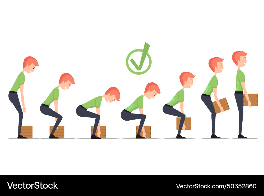 Safe lifting of heavy items Royalty Free Vector Image