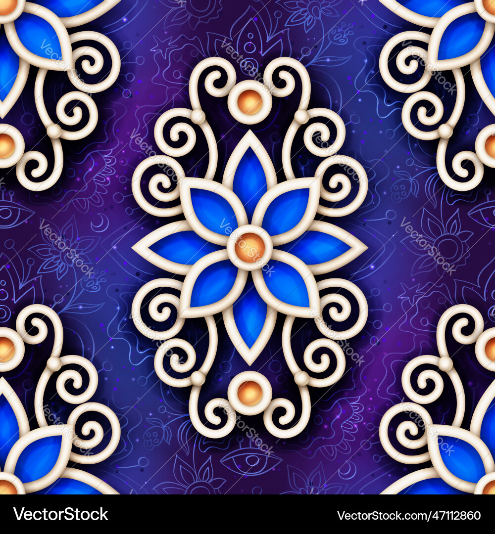 Seamless colorful aesthetic pattern with ornate Vector Image