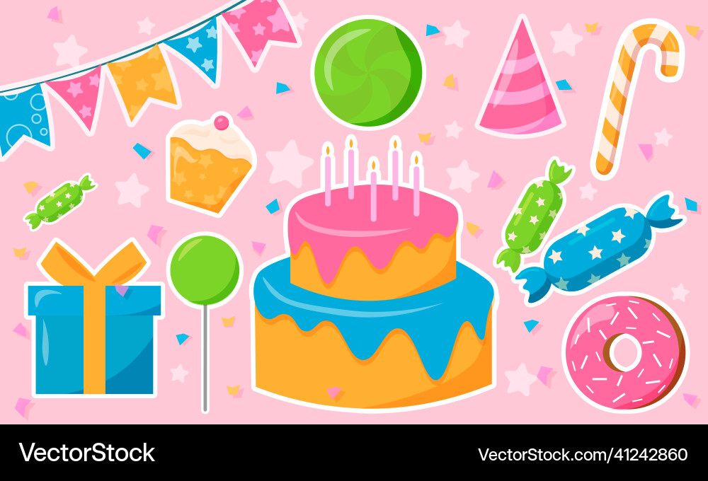 Set of birthday Royalty Free Vector Image - VectorStock