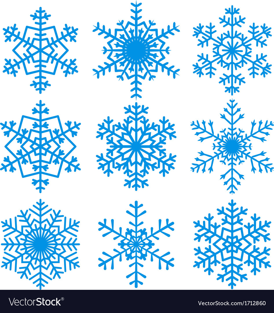 Set of blue snowflakes Royalty Free Vector Image