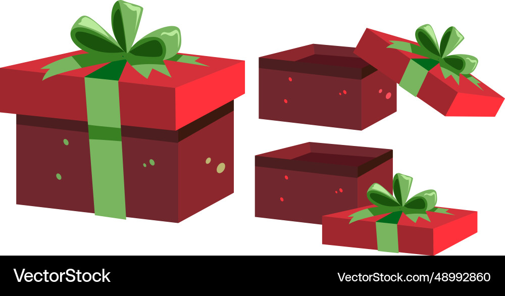 Set of festive xmas gift boxes Royalty Free Vector Image