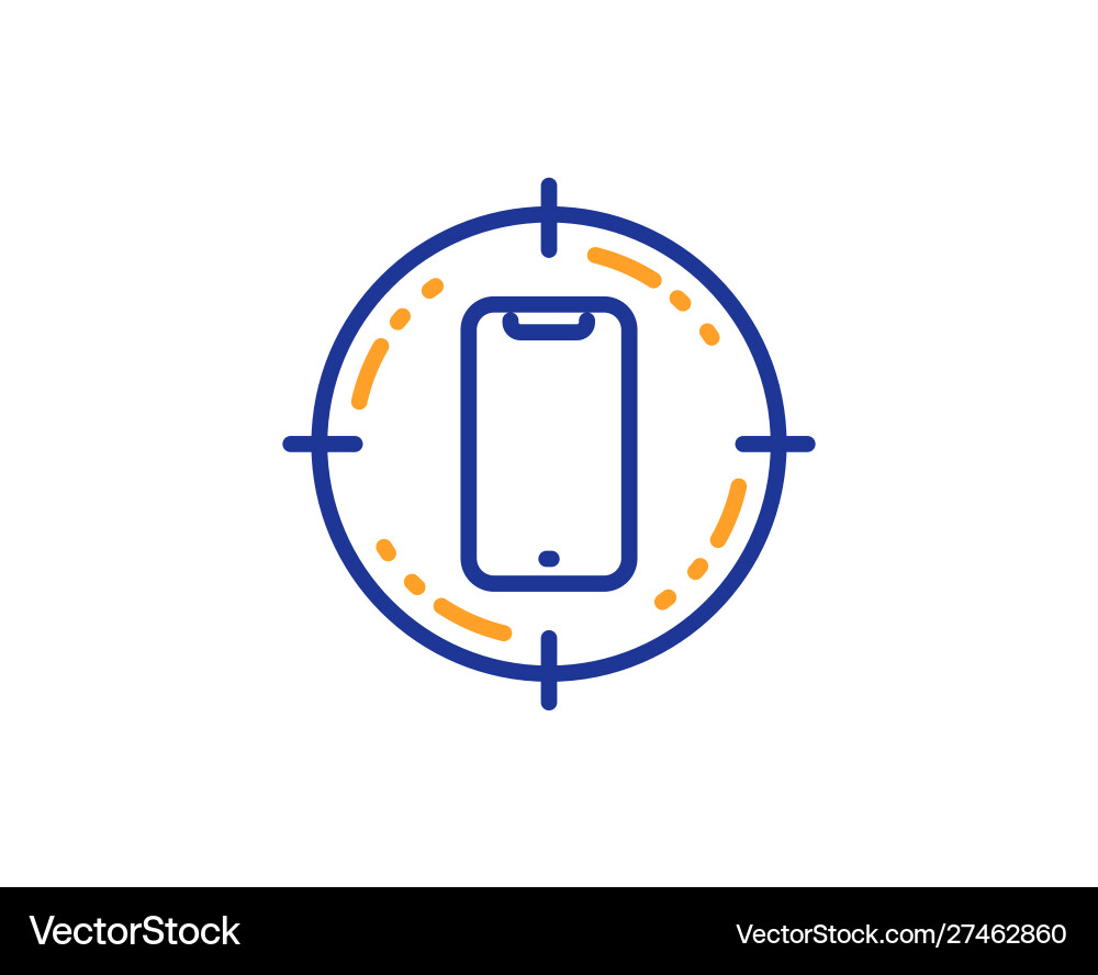 Smartphone target line icon phone sign mobile Vector Image