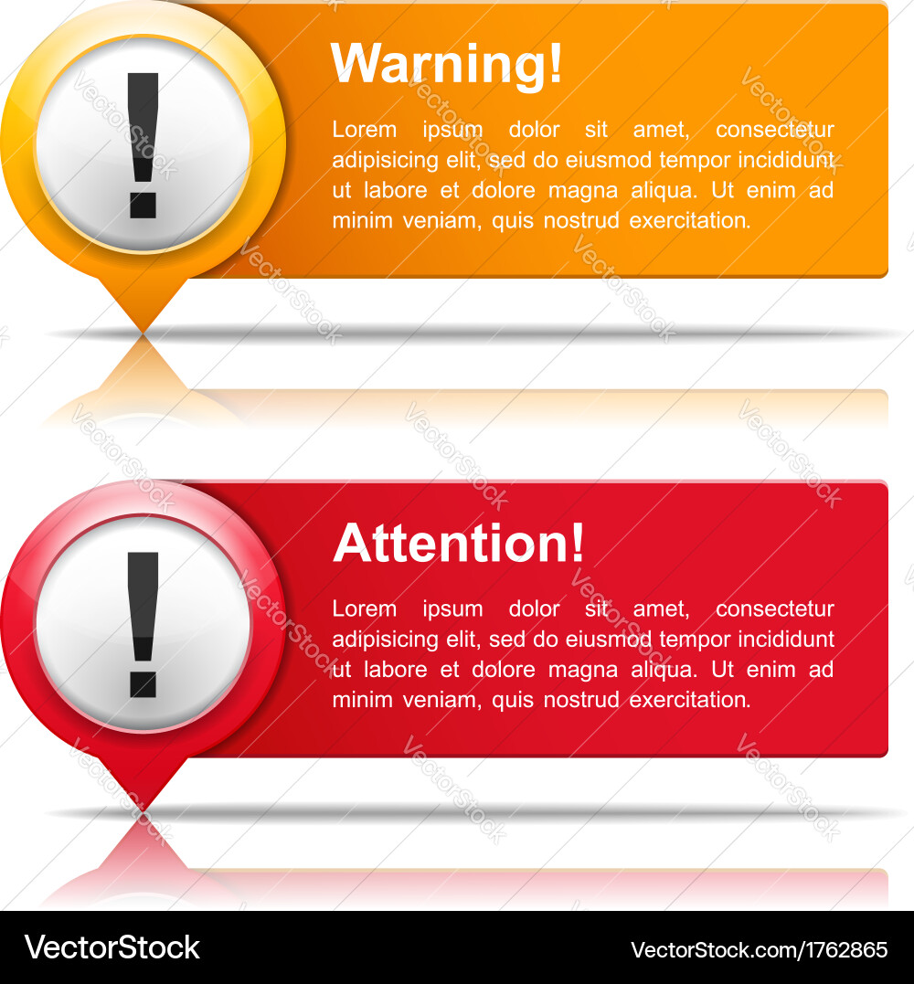 Attention and Warning Banners Royalty Free Vector Image